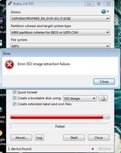 Sữa lỗi ISO image extraction failure khi tạo USB Boot bằng Rufus